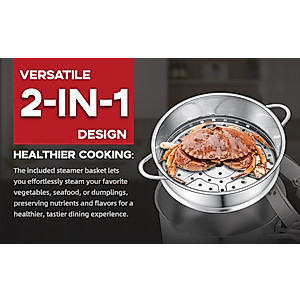 Buttermelt 2.5 Quart Stainless Steel Saucepan with Steamer Basket, Tri-ply Full Body, Multipurpose Sauce Pot with Two-Size Drainage Holes Lid, Perfect For Boiling Gravies, Pasta, Noodles