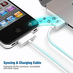 sarmert Apple Certified 30 Pin USB Charging Cable, UPoweradd 4.0ft USB Sync Charging Cord iPhone Compatible for 4 4s 3G 3GS iPad 1 2 3 iPod Touch Nano White (1 PCS)