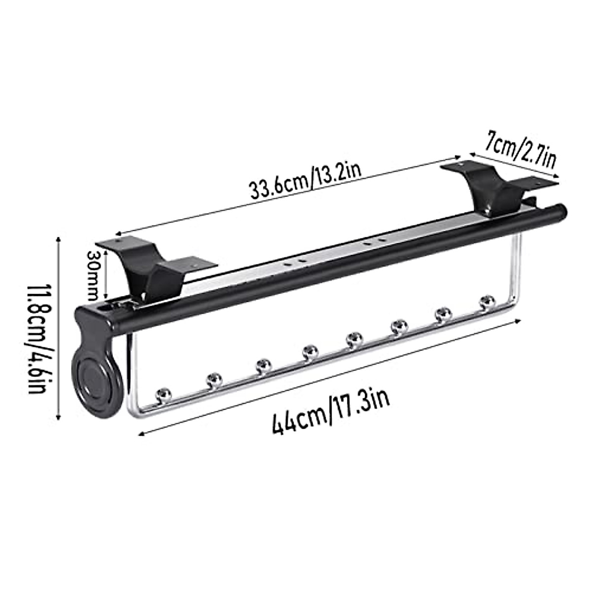 Pull-Out Closet Sliding Rod Aluminum Heavy Duty Wardrobe Clothes Hanger Rail, Extendable Wardrobe Rail Tube Valet Rod, Space Saver Closet Organizer,Top Mount (Size : 44cm/17.3in)