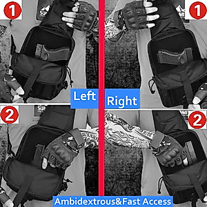LarKoo Tactical Chest Sling Pistol Bag Concealed Carry Handgun Chest Crossbody Pack Holster Shoulder Bag for Right Left Hand Ambidextrous