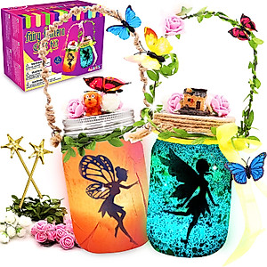 Alritz Fairy Lantern Craft Kit - Christmas Gifts for Kids Girls - Remote Control Mason Jar Night Light - DIY Garden Decorations Art Project Ornaments, Creative Activities Birthday Ages 4 5 6 7 8 9+