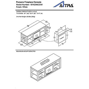 Beaumont Lane Electric Fireplace Heater TV Stand Console in White