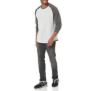 Amazon Essentials Long Sleeve Shirt for Men, Regular-Fit Henley, Available in Big & Tall, Charcoal Light Grey Heather, Medium