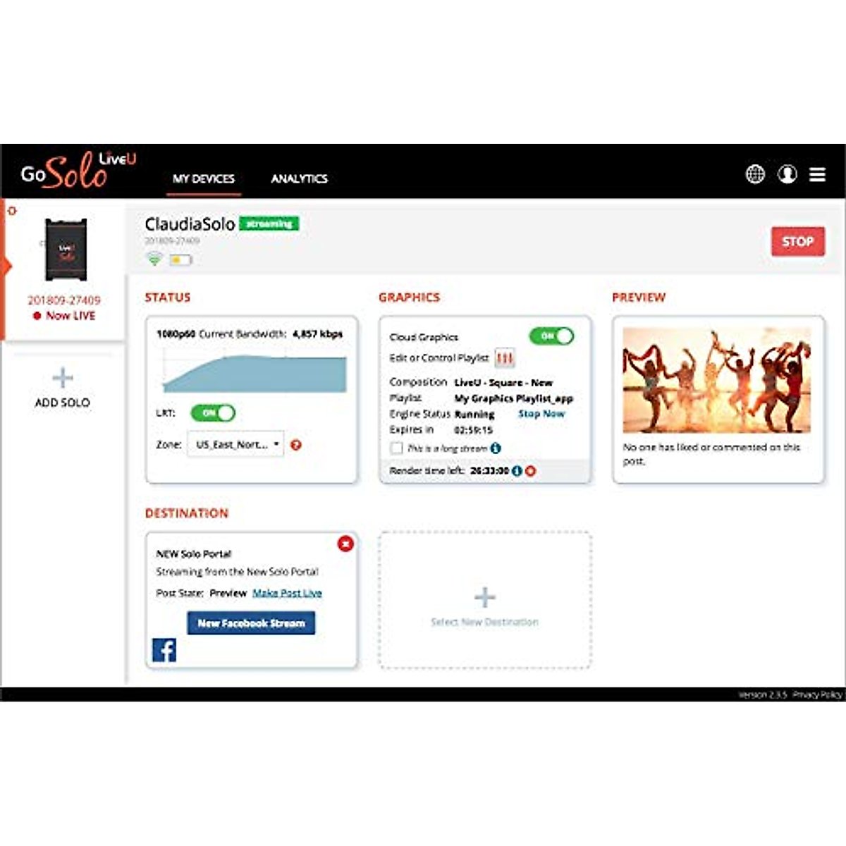 LiveU Solo Wireless Live Video Streaming Encoder Facebook Live, Twitch, YouTube, and Twitter Live Video Streams