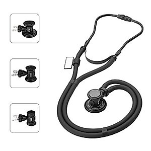 MDF Sprague Rappaport Dual Head Stethoscope with Adult, Pediatric, Infant Convertible chestpiece - All Black (MDF767-BO)