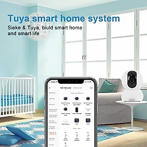 Sieke 1080P Smart Two-Way Audio Video Baby Monitor Camera Phone Access with Movement Sensor Night Version Infrared Camera Work with Amazon Alexa Echo and App for Baby, Pets, Elderly
