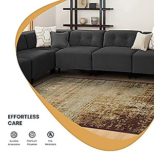 BNM Small Indoor Area Rug, Perfect for Living Room, Entryway, Basement, Bedroom, Kitchen, Office, Modern Floor Cover, Jute Backing, Acid Wash Abstract Indoor Area Rug, 4' x 6', Auburn