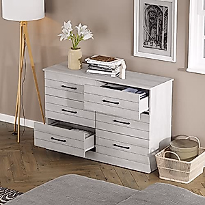 Galano Elis 6 Drawer Dresser - Dressers - Dressers & Chest of Drawers - Dresser for Bedroom - Dresser Organizer - Tall Dresser - Wood Dresser - Dusty Grey Oak