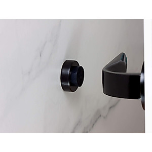 EVI | Wall/Handle Adhesive Doorstop | 0.9'' X 0.55'' | Black Rubber | V2A Stainless Steel | Includes Screw + Clamping Anchor | Mod. I-254