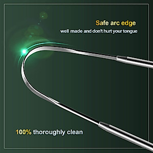 2 Pack Tongue Scraper, 100% Surgical 304 Stainless Steel Tongue Cleaner for Adults And Kids, Professional Tongue Brush for Oral Care, Improve Bad Breath and Fresh Breath