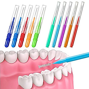 350 Pieces Floss Braces Brush Interdental Brush Teeth Toothpicks Cleaners Soft Dental Flosser Picks Refill Dental Cleaning Tool for Adult Tooth Clean (Mixed Color)