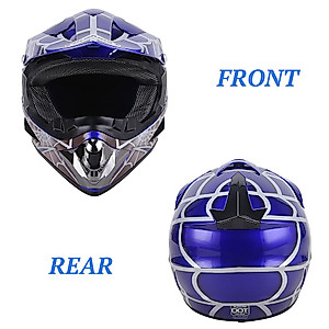 OUMURS DOT Youth ATV Helmet with Gloves Goggles for Youth Boys Girls 5-14 Ages,Kids Dirt Bike Helmets Motocross BMX MX UTV Snowmobile Go Kart Full Riding Racing Skateboard Protective Safter