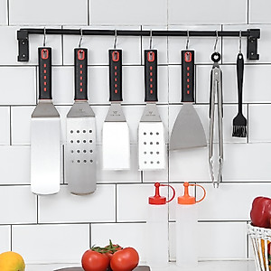 VIKEYHOME Griddle Accessories Kit, 28 Pcs Griddle Grill Tools Set, Professional Grill BBQ Spatula Set with Basting Cover, Spatula, Scraper, Bottle, Tongs, Egg Ring