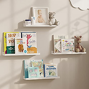 You Have Space Lagos 17" Kids Bookshelf, Picture Ledge Shelf for Living Room Decor, Office Decor and Farmhouse Kitchen Decor, White Set of 4