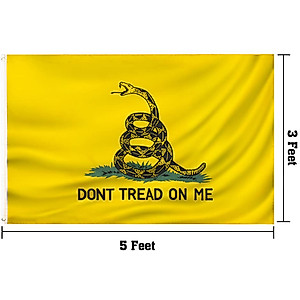 DONT TREAD ON ME FLAG 3x5 FT Polyester USA gadsden flag outdoor indoor Canvas Header and Double Stitched with two Brass Grommets