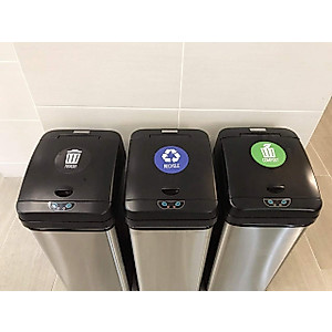 iTouchless Trash Stickers Premium Vinyl Decals for Trash Can; 3" Round Waterproof, Reusable (Set of 3); Indoor/Outdoor