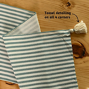 Folkulture Salad Bowl and Table Runner with Tassels, Wooden Bowls with Serving Tongs, Large Salad Bowls for Fruits, Farmhouse Style Décor, Boho Coffee Table Runners 108 Inch