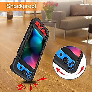 FINTIE Silicone Case Compatible with Nintendo Switch - Soft [Anti-Slip] [Shock Proof] Protective Cover with Ergonomic Grip Design, Drop Protection Grip Case (Black)