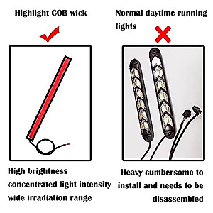 2PCS 170MM A Variety of Colours DRL LED Strip Lights for Car,COB LED Hood Light,Daytime Running Lights,Fog Lights,12v Waterproof Car Decor Light Strip for Truck SUV Boat RV Motorcycles (Red-2pcs)