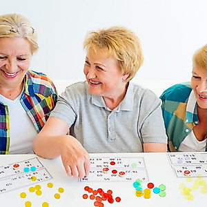 Sukh 500pcs Bingo Chips for Bingo Games Colored Bingo Markers Chips Loteria Mexican Bingo Fichas De Bingo Plastic Poker Chips Pokeno Board Game Transparent Math Counters Game Pieces for Classroom