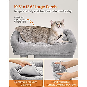 Feandrea Cat Tree, 29.1-Inch Cat Tower, M, Cat Condo for Medium Cats up to 11 lb, Large Cat Perch, 2 Cat Caves, Scratching Post, Light Gray UPCT612W01