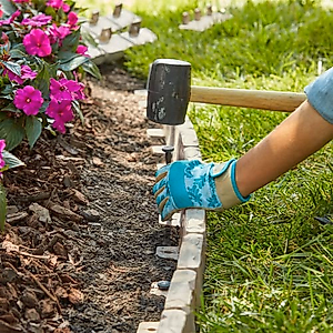 EasyFlex No-Dig Landscape Edging with Anchoring Spikes, 2.7 in Tall Decorative Stone-Look Garden Border, 15 Foot Kit, Brown