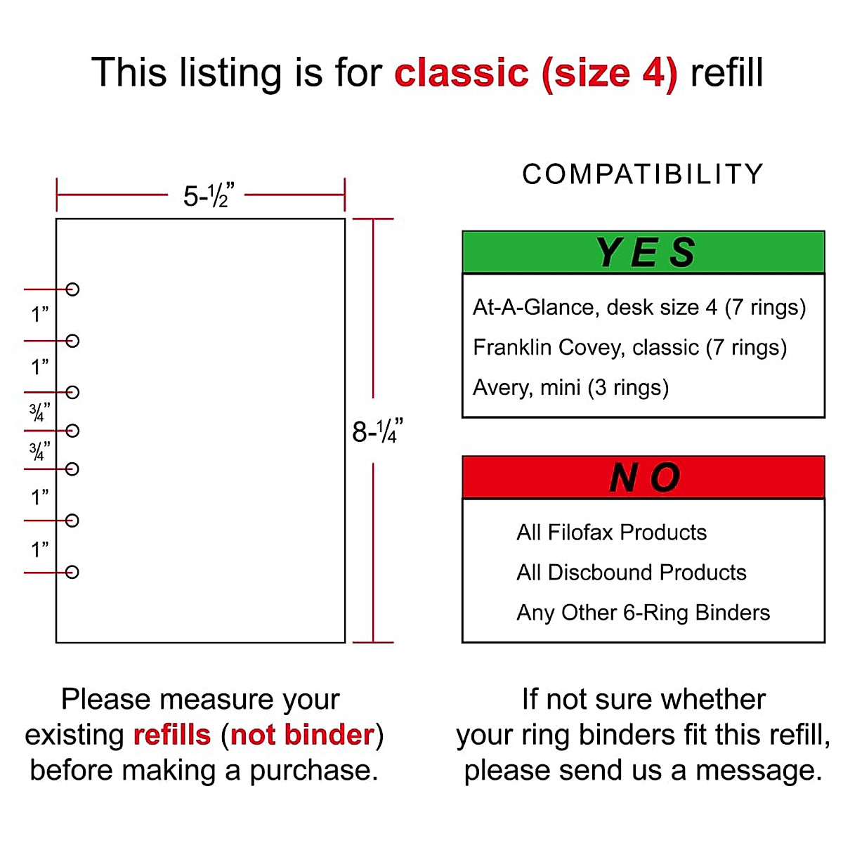 2024 Weekly & Monthly Planner Refill, 5-1/2" x 8-1/4", Runs from January 2024 to December 2024, Ruled Daily Boxes, Classic/Desk Size 4, 7-Hole Punched
