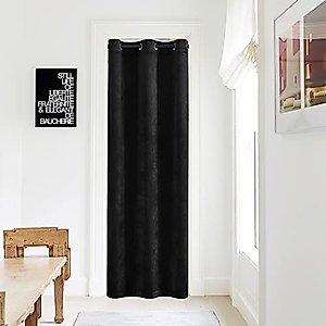 NICETOWN Black Doorway Curtain Panel Room Divider Blackout Velvet Curtains 80 Inch Grommet Drapes Thermal Insulated Energy Efficient Window Treatment for Kitchen, 1 Panel, W42 x L80 Inch