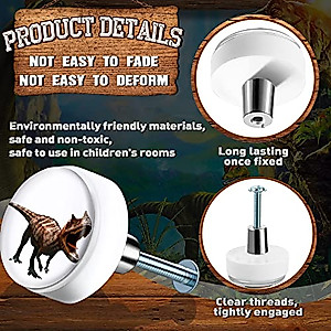 12 Pcs Dinosaur Dresser Knobs Round Soft Rubber Drawer Knobs Dinosaurs Print Drawer Pulls Silicone Kitchen Cabinet Knobs for Boys Girls Kids Pull Handle for Nursery Closet Cabinet Furniture Knobs