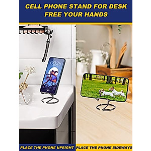 GOJUSO 2 Size Corner Shower Caddy Hair Dryer Holder Wall Mounted Toothbrush Holder Phone Stand for Desk No Drilling Hanging for Bathroom/Kitchen/Rustproof