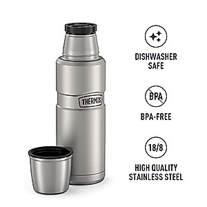 THERMOS Stainless King Vacuum-Insulated Compact Bottle, 16 Ounce, Matte Steel