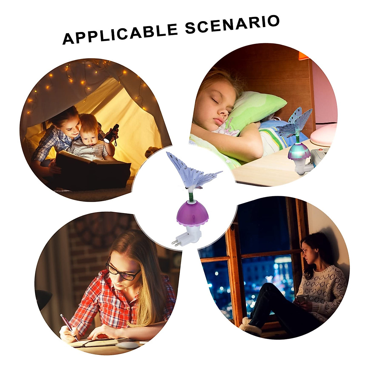 Hemobllo Butterflies Visual Lamp 7 LED Lamp 3D Night Light Lamp LED Lamp for Bedroom