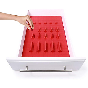 KMN Home DrawerDecor Customizable Organizer, Drawer and Shelf Cabinet Liners, Non-Slip and Easy Clean, Deluxe Starter Kit, 21 Piece - Red