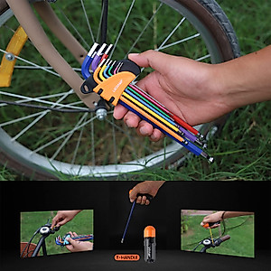 Lichamp 27-Piece Rainbow Colored Long Arm Allen Wrench Set - SAE 1/16 to 3/8 inch, Metric 1.5 to 10mm, Torx T10 to T50