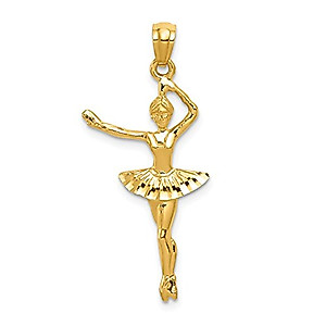 IceCarats 14K Yellow Gold Ballerina Slippers Necklace Ballet Pointe Shoe Charm Dancer Pendant 33mm x 15mm Only