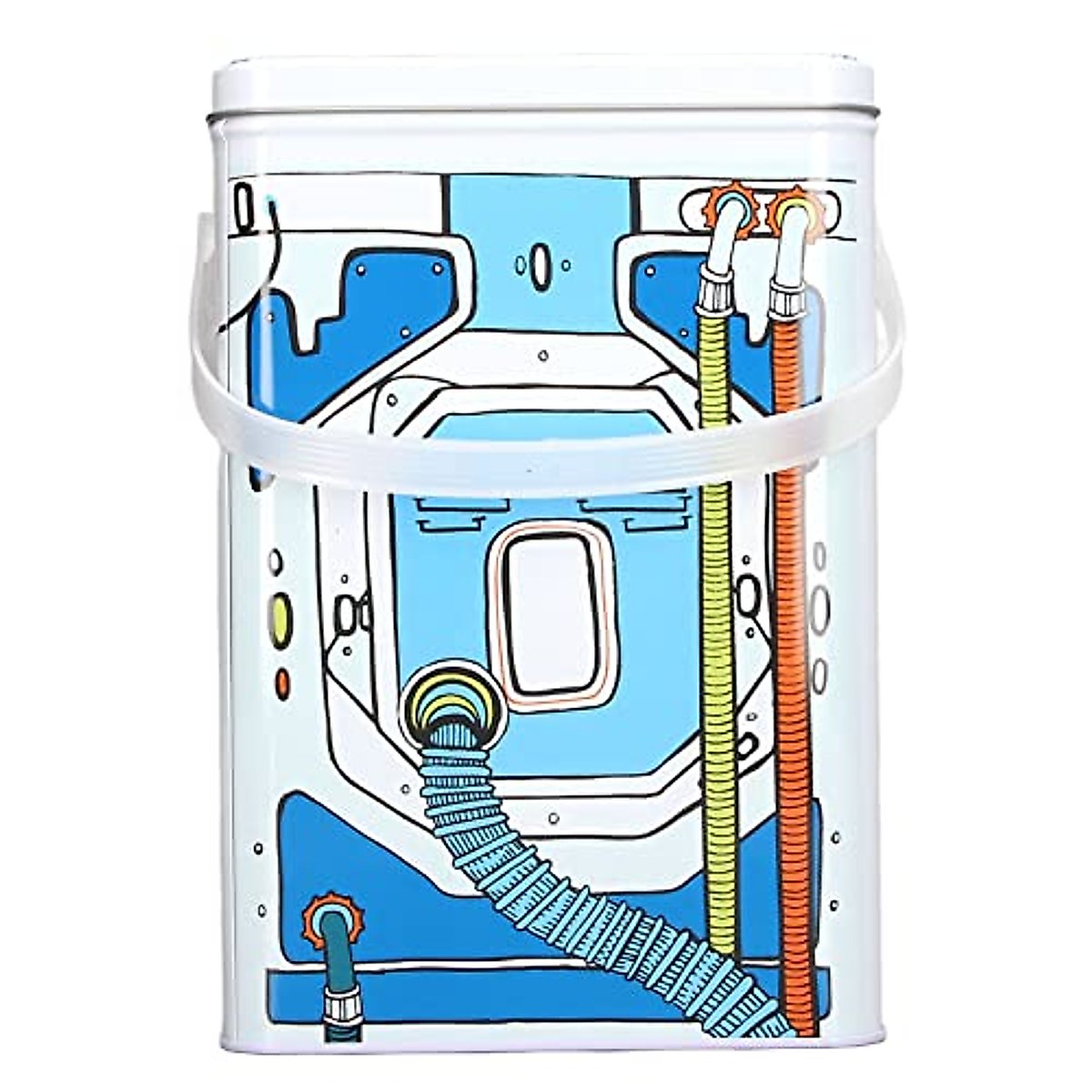 Laundry Detergent Container, Iron Material Glossy Rounded Corners Large Capacity Washing Powder Container with Lid for Storage