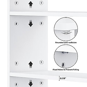 Gdvsclr Nightstand with Charging Station, 55.3" Tall Nightstand with Adjustable Shelves, Bedside Tables with Storage Cabinet, End Table for Living Room, Bedroom, Study Room, Home Office, White