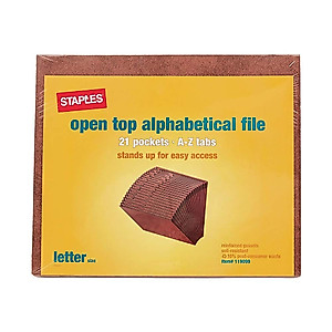 Staples 119099 Letha-Tone Expanding File A-Z Index Letter Size 21-Pockets Brown