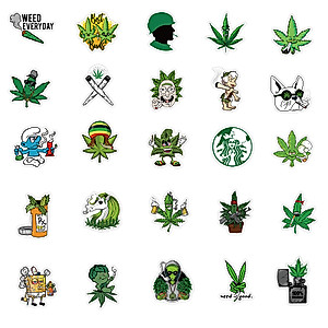 50pcs Weed Smoking Stickers|Vinyl Waterproof Stickers for Laptop,Car Bumper，Luggage,Skateboard,Water Bottles,Computer,Phone, Kids Teens Adults for Stickers (Miscellaneous)