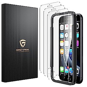 ImpactStrong Shatterproof Tempered Glass Screen Protector for iPhone 8/7 / 6s / 6 [Easy Installation Frame] [Bubble Free] [9H Hardness] [Full Coverage] Case Friendly, 4.7 Inch - (3-Pack)