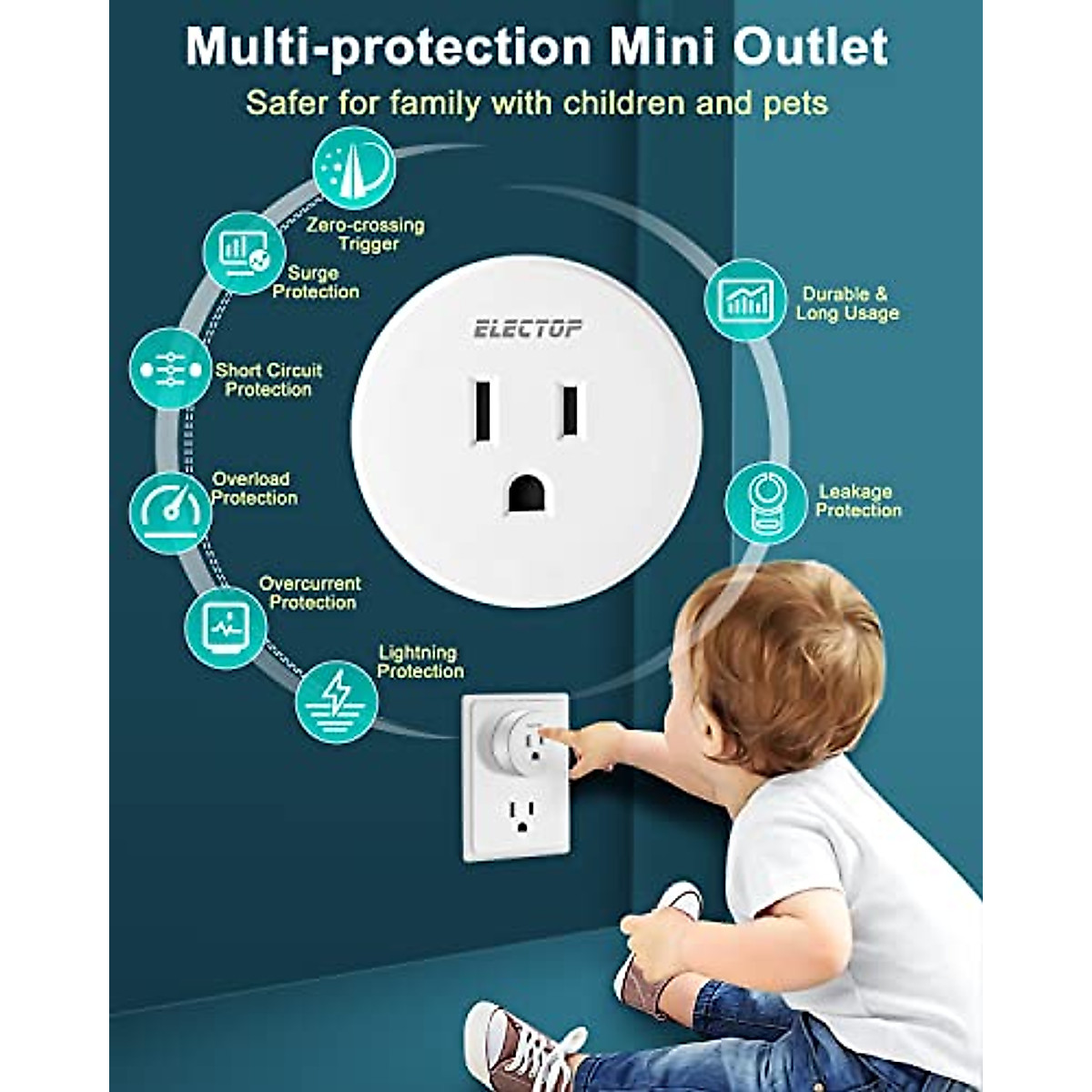 Remote Control Outlet, ELECTOP 15A/1500W Wireless Outlet Power Switch, No Wire Long Range Electrical Switch Plug On/Off for Lights, Fans, Christmas Lights, Household Appliance, 4000V Anti Surge
