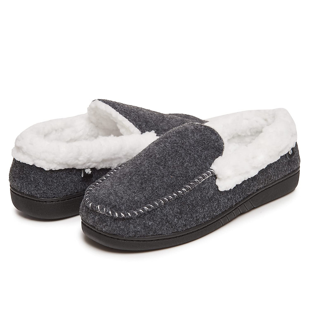 Lucky Brand Mens Faux Wool A-Line Slippers with Memory Foam