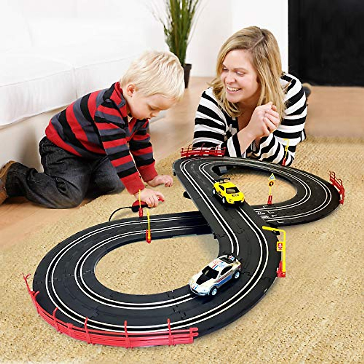 Electric High-Speed Slot Car Race Track Sets,1:43 Scale Dual Race Track with 2 Slot Cars and 2 Hand Controllers,Race Track for 6 7 8 9 10 11 12 Boys Girls