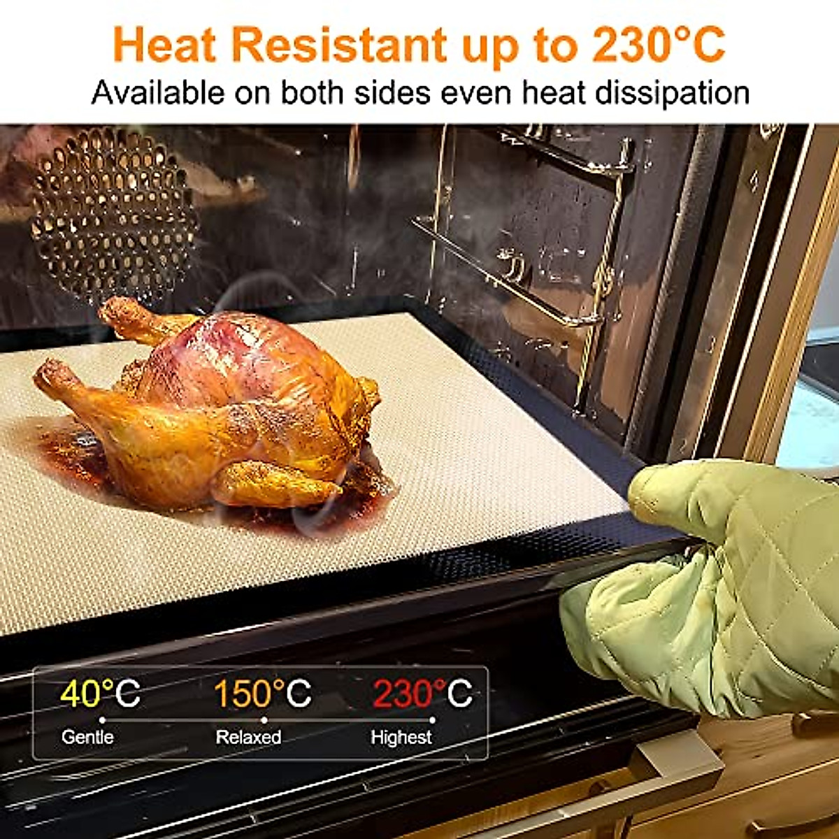 Silicone Baking Mat - HOOMIL Set of 3 Reusable Silpat Baking Mats, Heat Resistant Food Grade Half Sheet Cooking Mats for Cookies, Macarons, Bread and Pastry