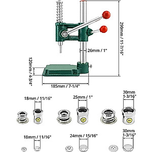 HACSYP Hand Press Punching Machine, Handmade Fabric Covered Button Maker Machine Kit, Cloth Button Cover Making Machine DIY Tools with 3 Molds