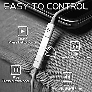 USB C Headphones HiFi Stereo USB Type C Earbuds in Ear Earphones Headset with Mic and Volume Control Compatible with Samsung Galaxy Google Pixel OnePlus 6T and More Type C Port Models