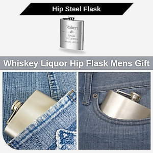 Top Shelf Stainless Steel Wedding Hip Flask 6Oz | Custom Engraving Personalized Name Bachelorette Party Favors Flask | Leak Proof Screw-On Cap | Groomsmen Gifts