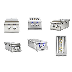 AMS Fireplace | Summerset Sizzler Pro 32" Built-in Liquid Propane Grill Package-3 | Double Side Burner | 3-Drawers & Access Door Combo | Stainless Steel Drop-in Sink & Hot/Cold Faucet, and More