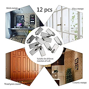 BESPORTBLE Stainless Steel Hook Sticky Hook, Wall Towel Hook Kitchen Bathroom Wardrobe Wall Hook Clothes Backpack Hook 12Pcs (Silver)