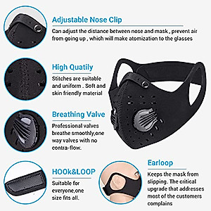 PISIQI Dust Mouth Face Cover Half Face Sports Face Protections Anti Dust Face Mouth Riding Cover with Valve Reusable Breathing Lightweight Face Shield Outdoor Facial for Men and Women